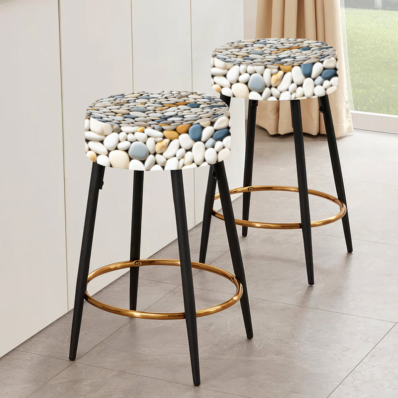 Design Art Pebble Mosaic Tropical Pattern - Tropical Bar Stools Set Of 2 | Wayfair